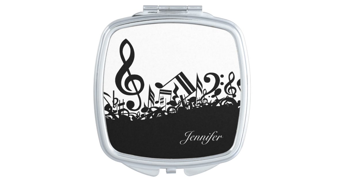 Music Notes Compact with Custom Name Compact Mirror | Zazzle