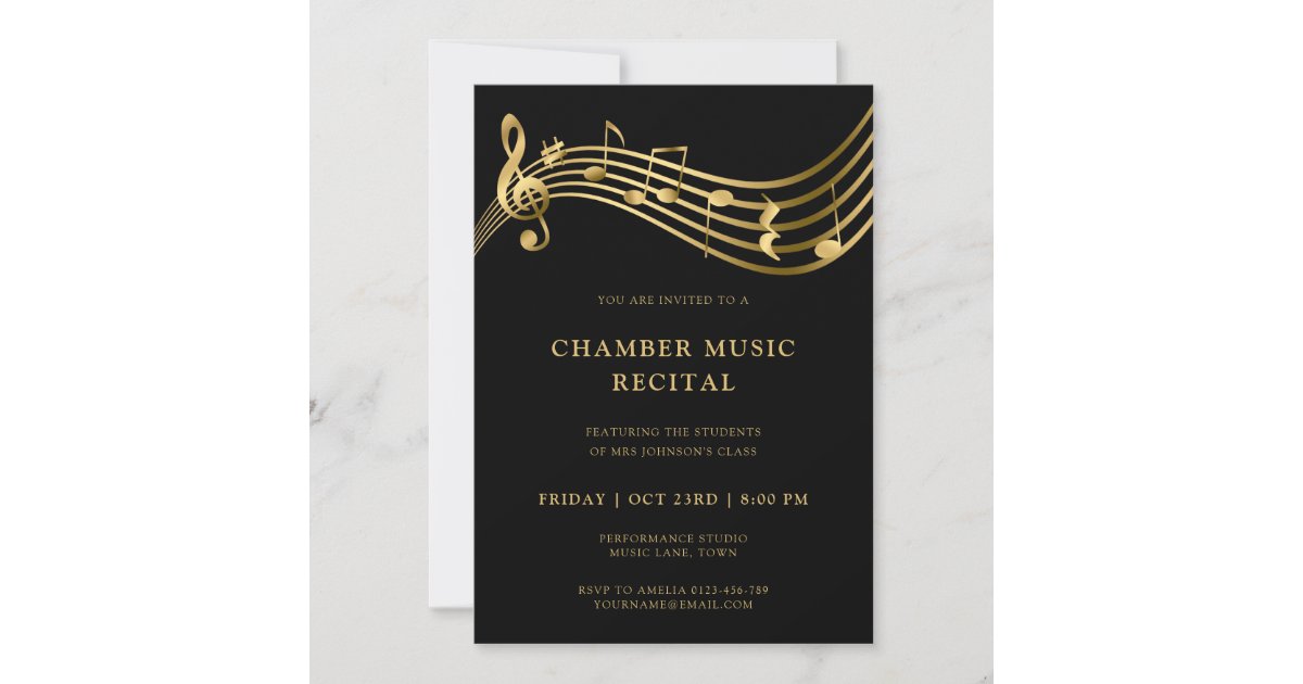 Music Notes Concert Template Elegant Invitation | Zazzle