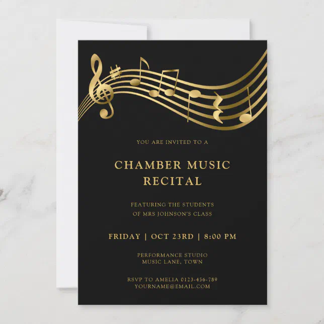 Music Notes Concert Template Elegant Invitation | Zazzle