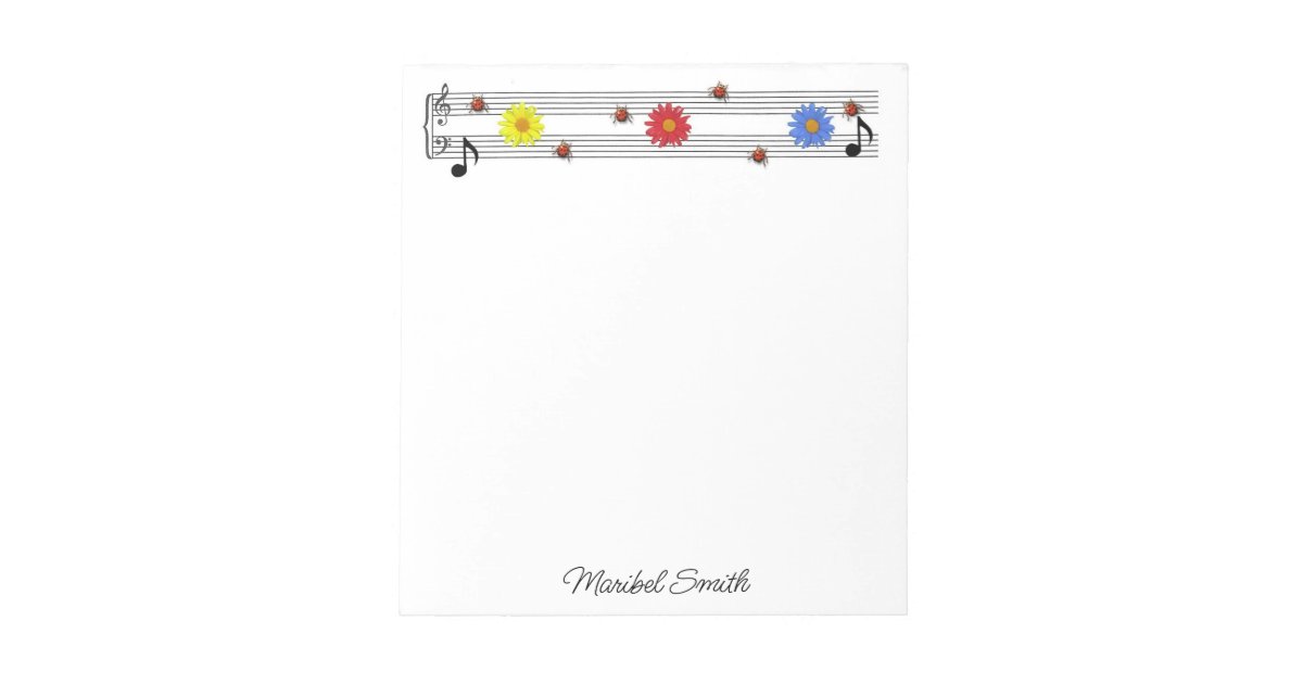 Music Notes Custom Name Notepad | Zazzle