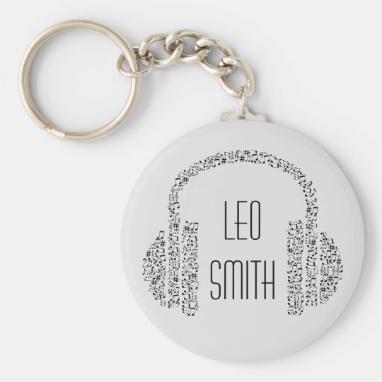 Music notes DJ headphones modern Keychain | Zazzle.com