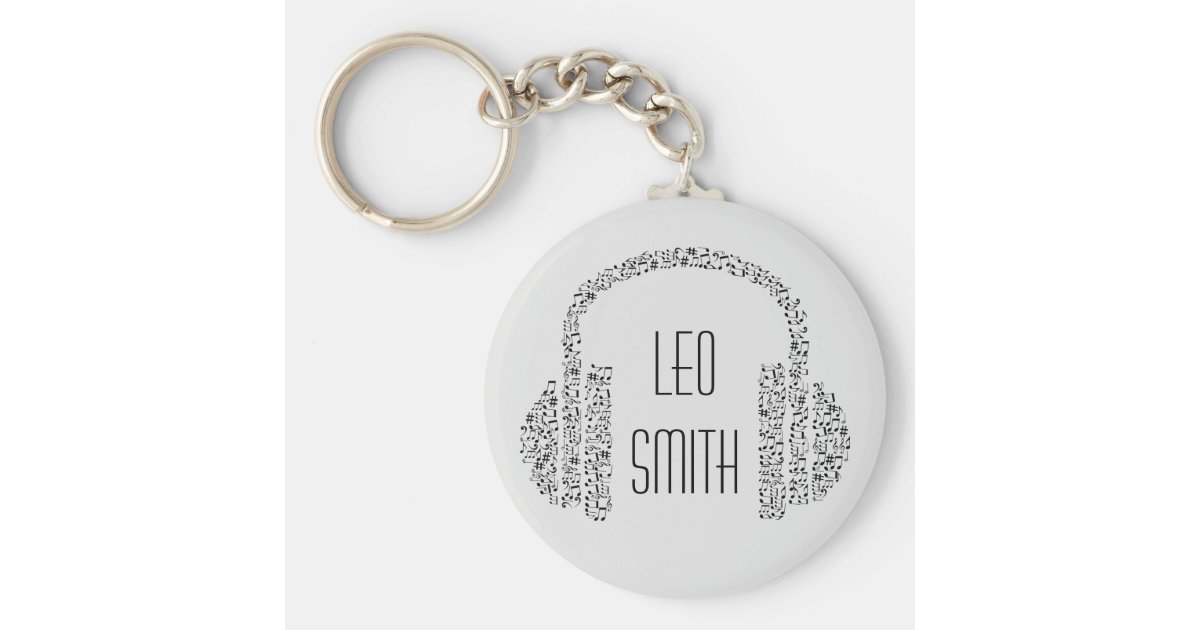 Music notes DJ headphones modern Keychain | Zazzle.com