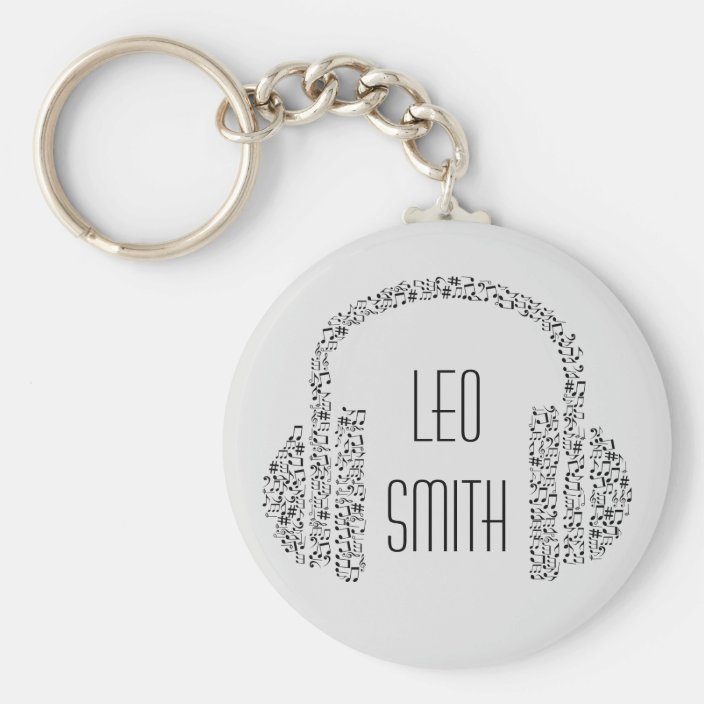 Music notes DJ headphones modern Keychain | Zazzle.com