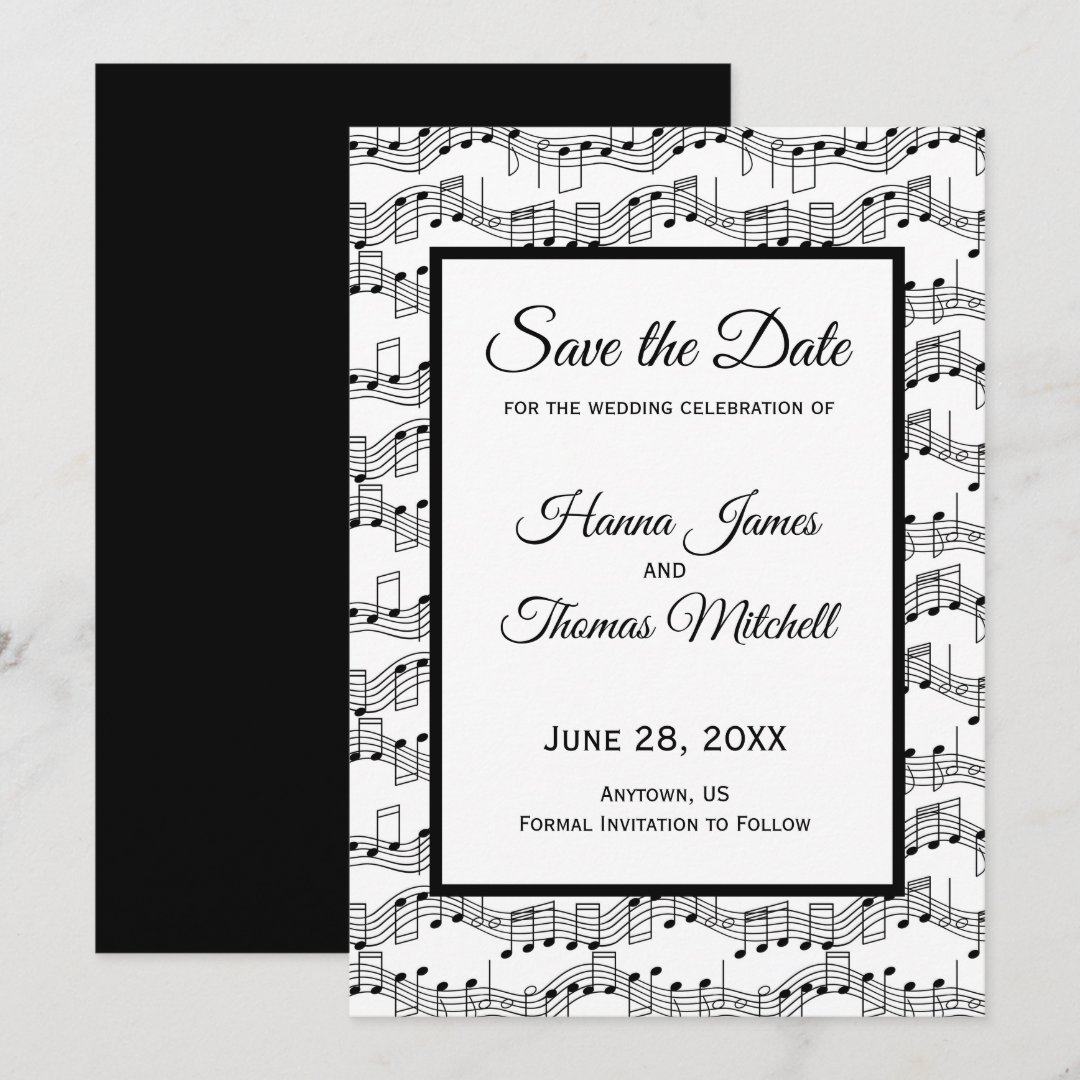 Music Notes Elegant Save the Date | Zazzle