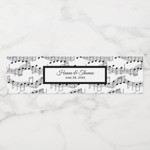 Music Notes Elegant Wedding Water Bottle Label | Zazzle
