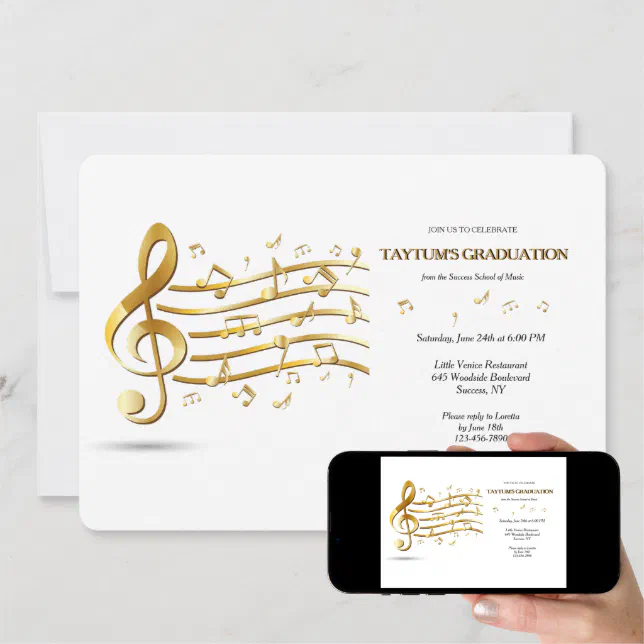 Music Notes Graduation Party Invitation | Zazzle