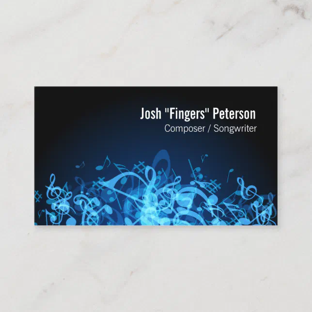 Music Notes Jumble Blue Business Card | Zazzle