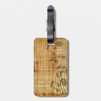 Music Notes Luggage Tag with Leather Strap | Zazzle