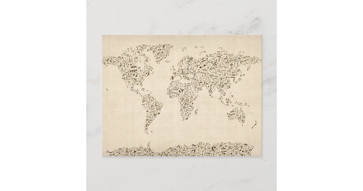 Music Notes Map of the World | Zazzle