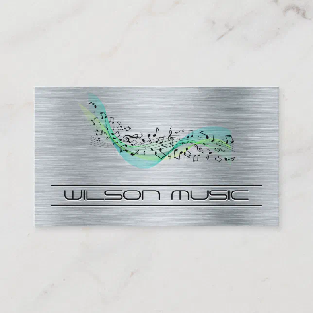 Music Notes | Metal Background Business Card | Zazzle