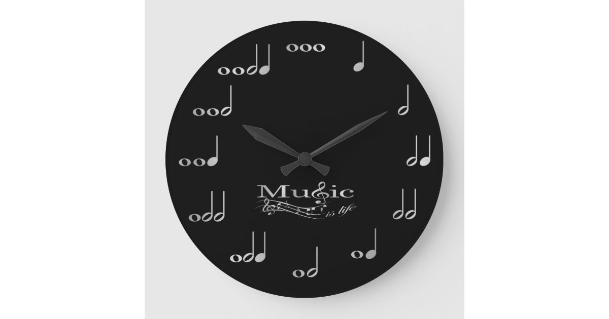 Music Notes - Music is Life Large Clock | Zazzle