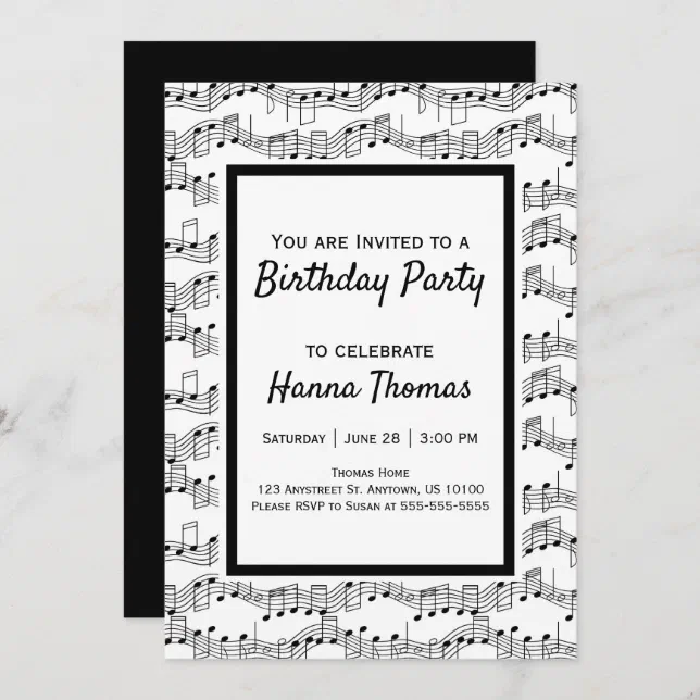 Music Notes Musical Birthday Invitation | Zazzle