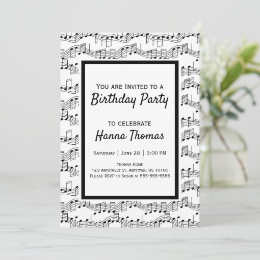 Music Notes Musical Birthday Invitation | Zazzle