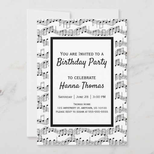 Music Notes Musical Birthday Invitation | Zazzle