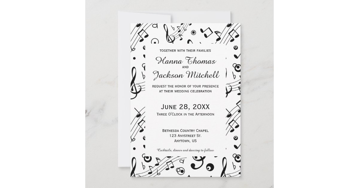 Music Notes Musical Wedding Invitation | Zazzle