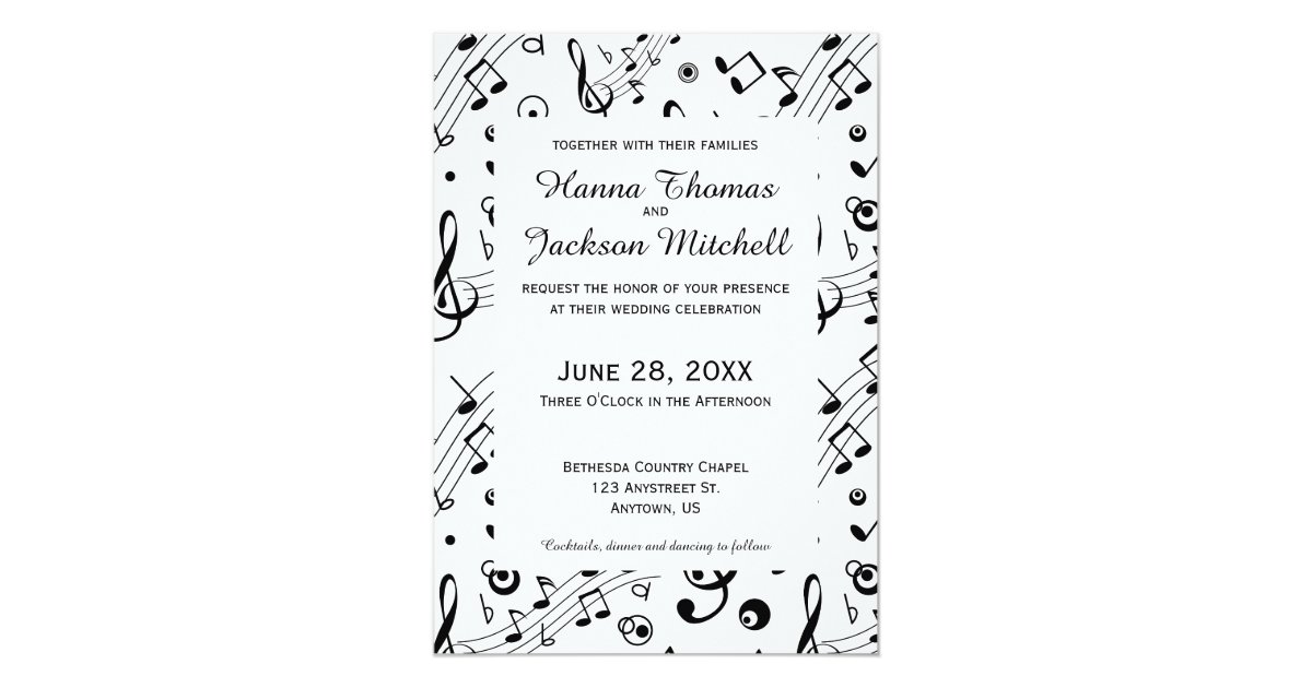 Music Notes Musical Wedding Invitation | Zazzle.com