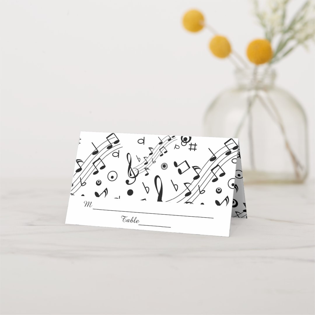 Music Notes Musical Wedding Place Card | Zazzle