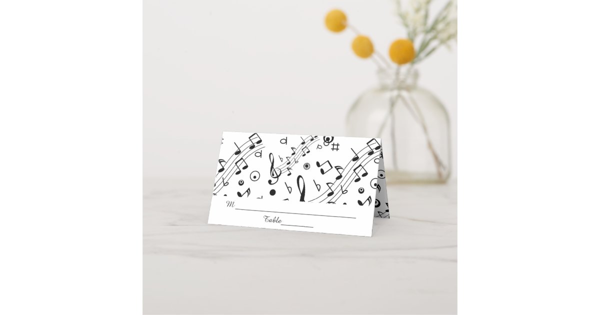 Music Notes Musical Wedding Place Card | Zazzle