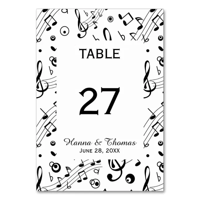 Music Notes Musical Wedding Table Number | Zazzle