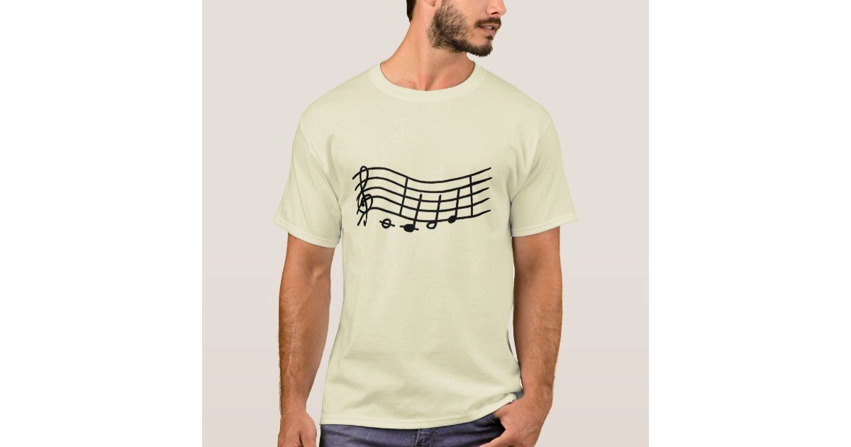 Music notes on a wavy scale, shirt | Zazzle