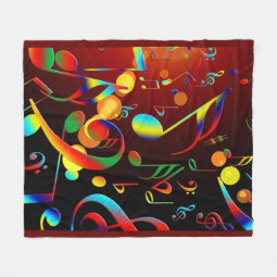 Music Notes on Fleece Blanket | Zazzle