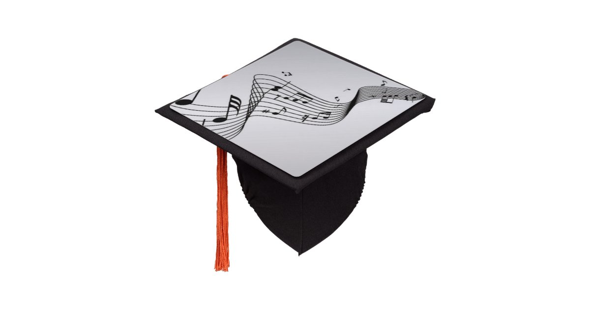 Music Notes on Silver Graduation Cap Topper | Zazzle