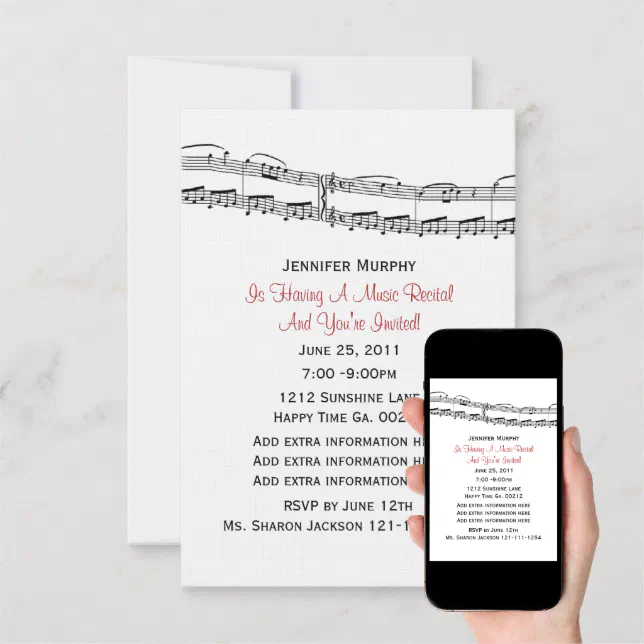 Music Notes Party Invitations | Zazzle