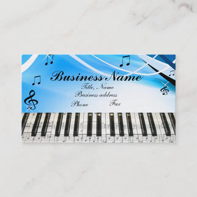 Music Notes Piano Keyboard Business Card | Zazzle