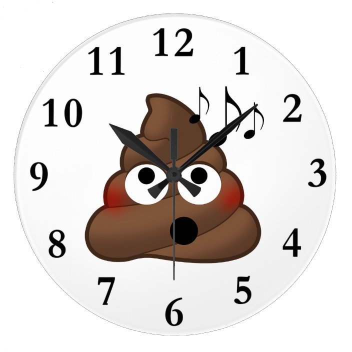 Music Notes Poop Emoji Large Clock | Zazzle.com