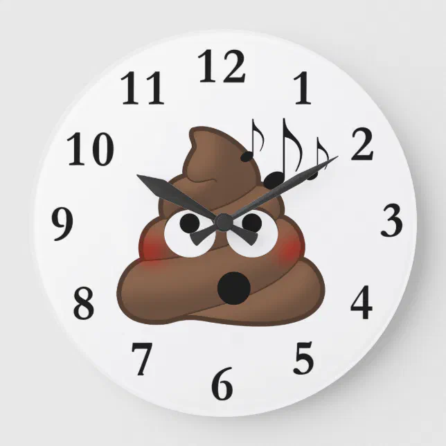 Music Notes Poop Emoji Large Clock | Zazzle