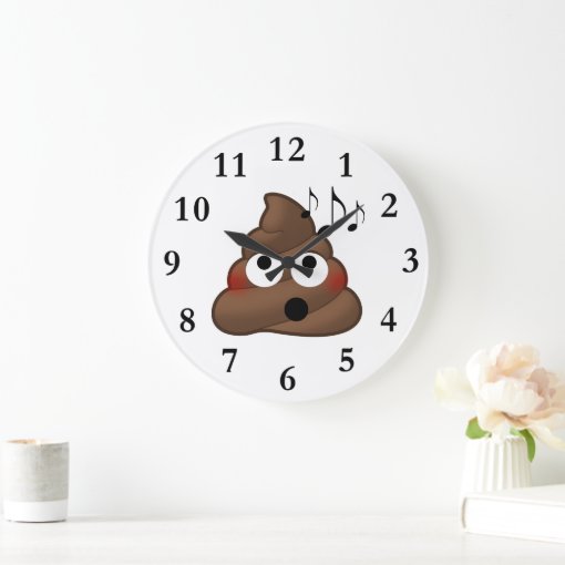 Music Notes Poop Emoji Large Clock | Zazzle