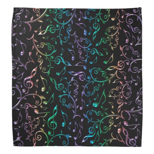 Music Notes Rainbow On Black Or any Color Bandana | Zazzle.com