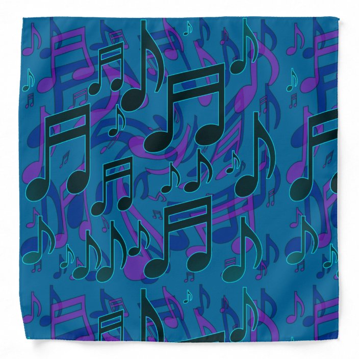 Music Notes Swirly Musical Pattern Blue Purple Bandana | Zazzle.com