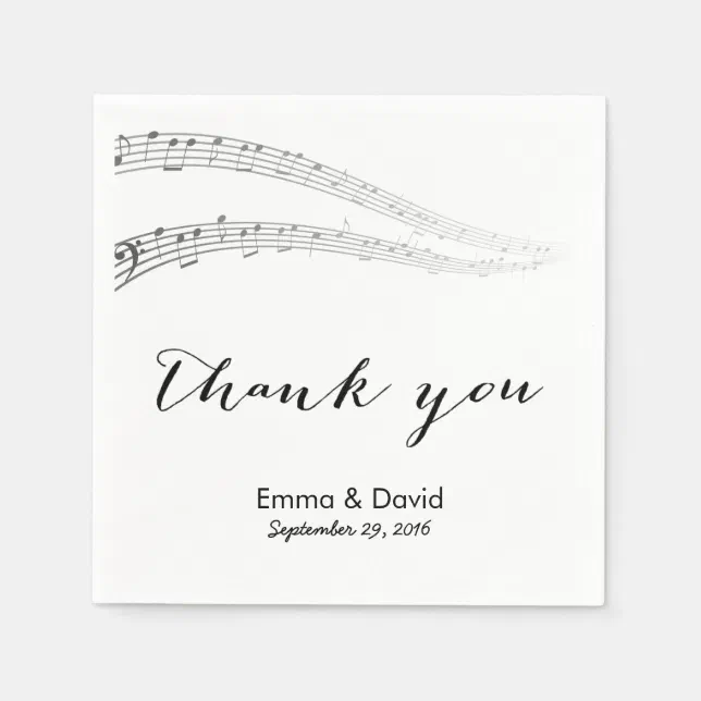 Music Notes Thank You Musical Wedding Paper Napkins | Zazzle