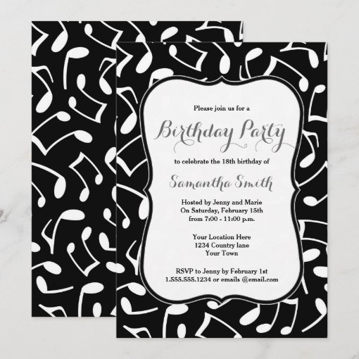 Music Notes Themed Birthday Party Invitation | Zazzle