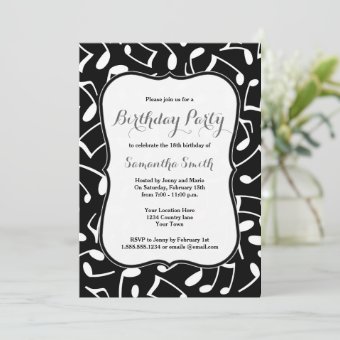 Music Notes Themed Birthday Party Invitation | Zazzle