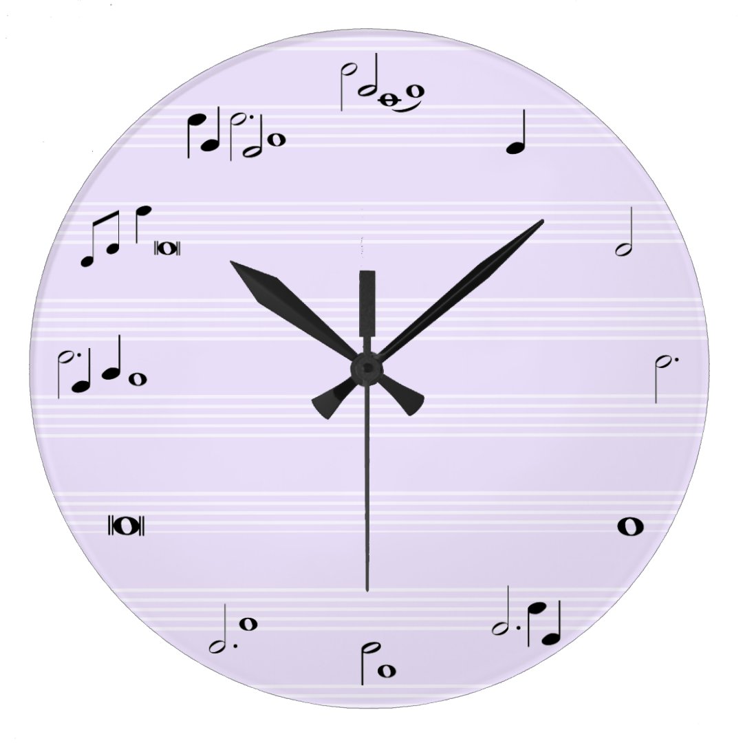 Music notes time clock - lilac purple | Zazzle