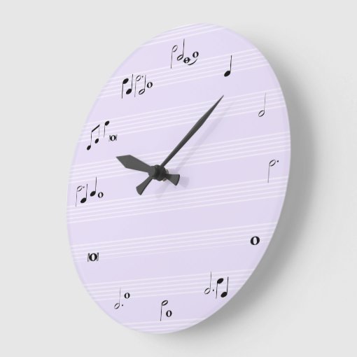Music notes time clock - lilac purple | Zazzle