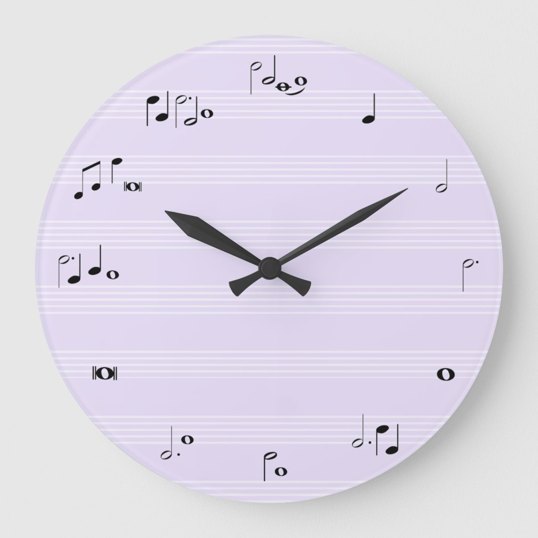Music notes time clock - lilac purple | Zazzle