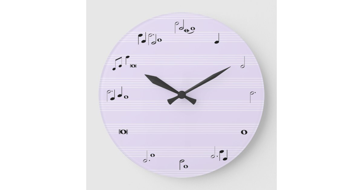 Music notes time clock - lilac purple | Zazzle