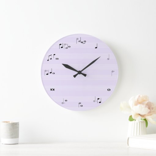 Music notes time clock - lilac purple | Zazzle