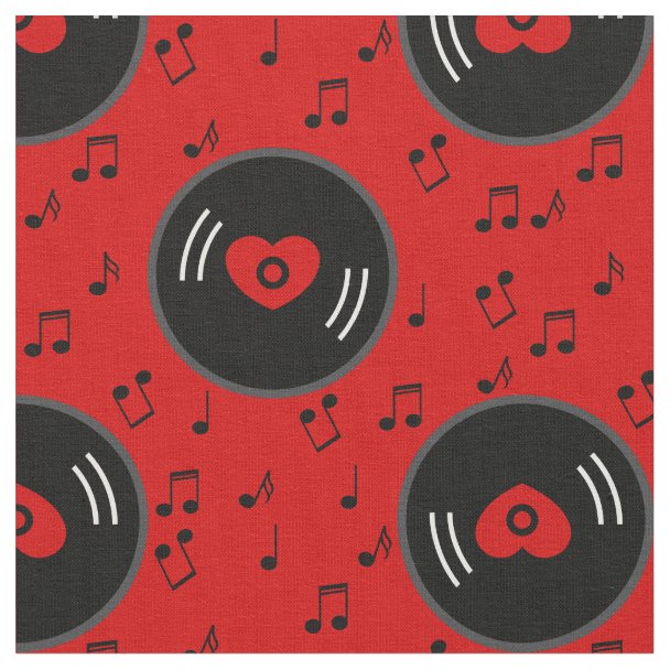 Vintage Vinyl Records Retro Music Colorful Fabric | Zazzle