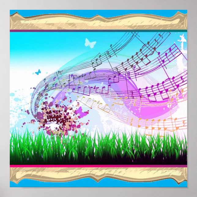 Music Notes With Butterflies Poster | Zazzle