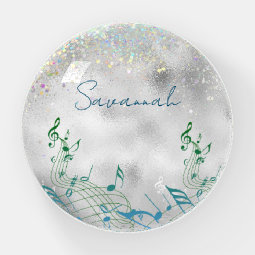 Music Notes with Faux Sparkle Personalized Paperweight | Zazzle