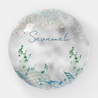 Music Notes with Faux Sparkle Personalized Paperweight | Zazzle