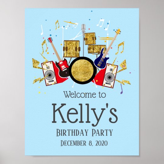 music party drum set rock star welcome sign | Zazzle.com