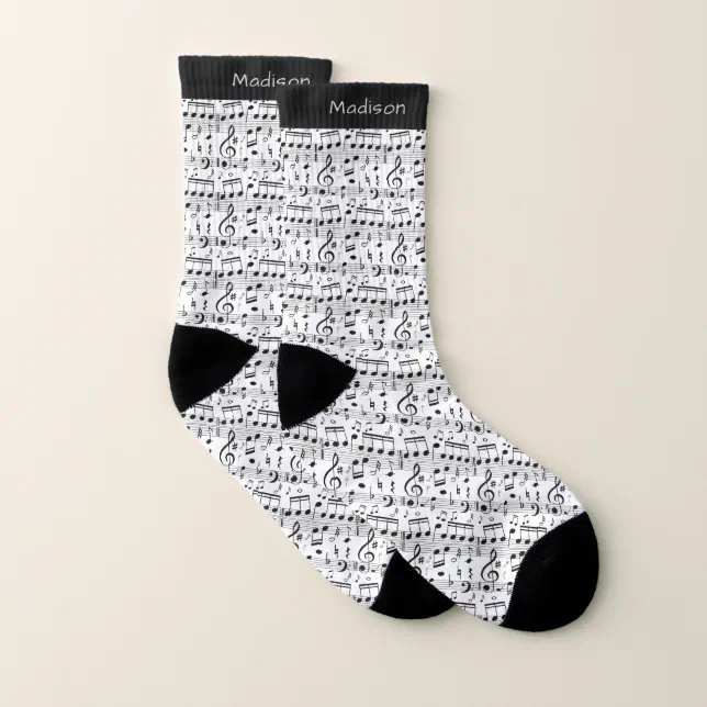Music Pattern custom name socks | Zazzle