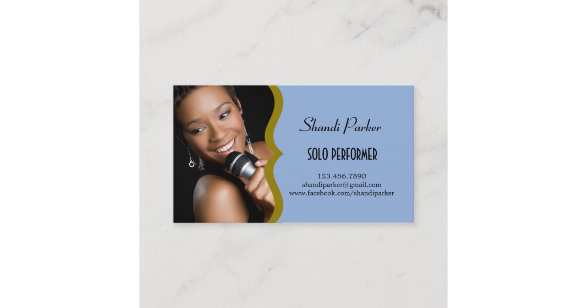 Music Performer Elegant Photo Business Card | Zazzle