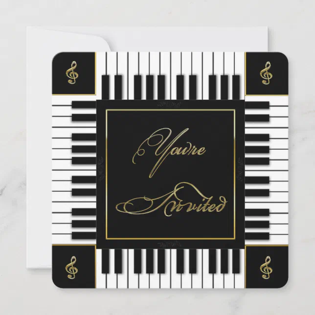 MUSIC (PIANO KEYBOARD) INVITATION | Zazzle