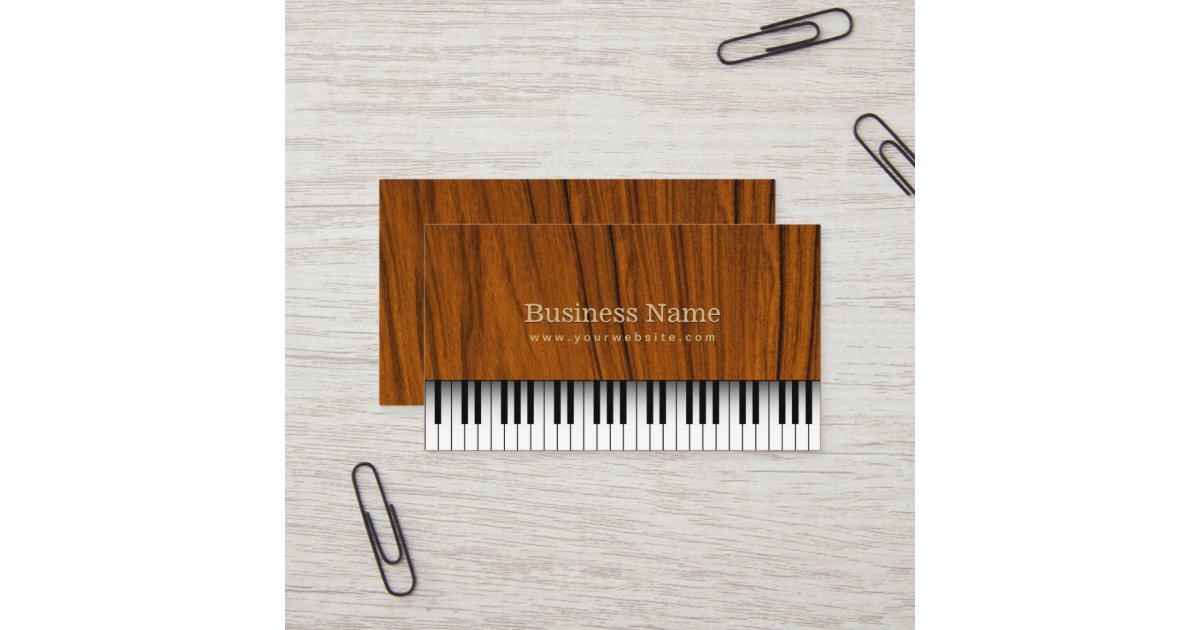 Music Piano Keys Elegant Wood Piano Musical Business Card | Zazzle